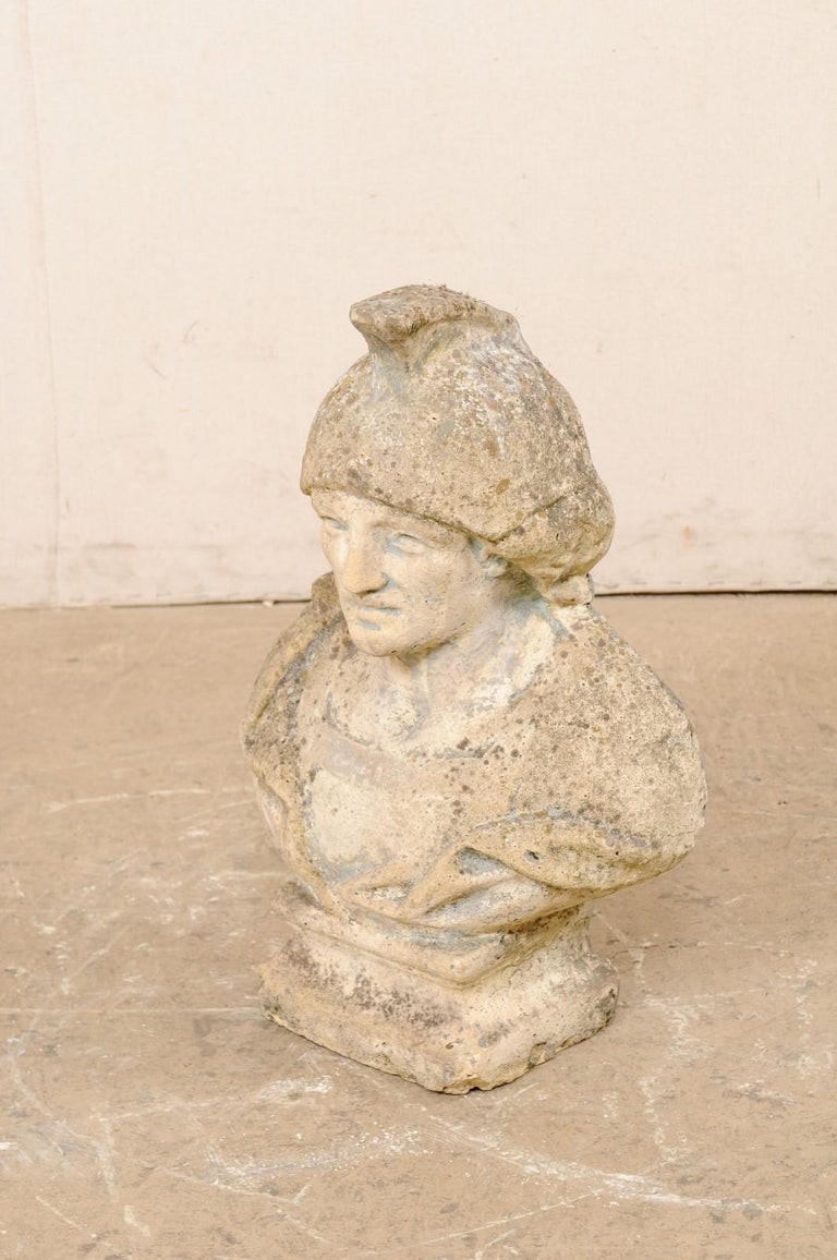 Spanish Cast-Stone Male Bust w/Helmet, 2 Ft Tall For Sale at 1stDibs