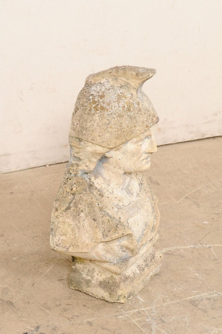 Spanish Cast-Stone Male Bust w/Helmet, 2 Ft Tall For Sale at 1stDibs