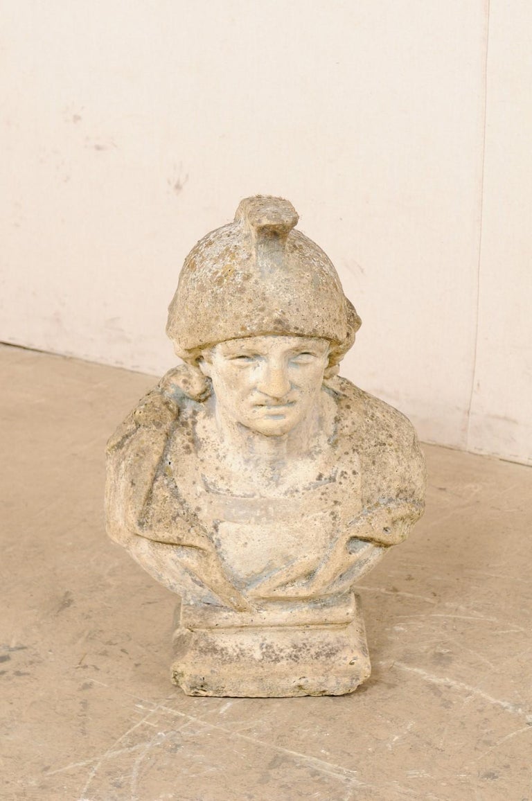 Spanish Cast-Stone Male Bust w/Helmet, 2 Ft Tall For Sale at 1stDibs