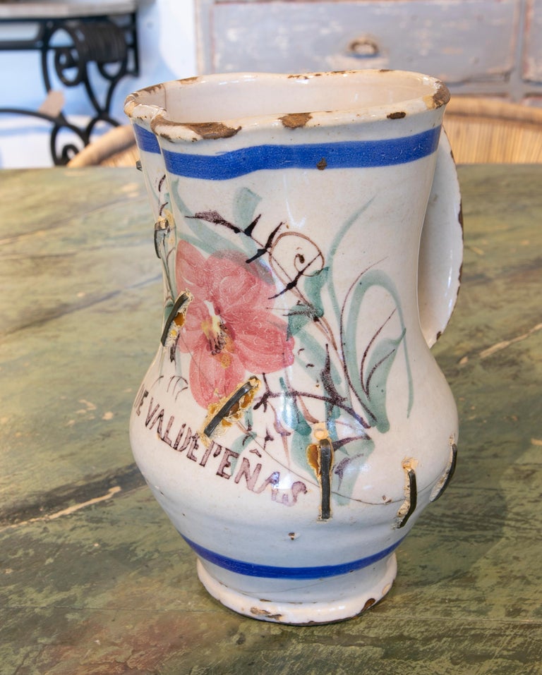 Spanish Ceramic Wine Jug with Inscription "Vino de Valdepeñas". For ...