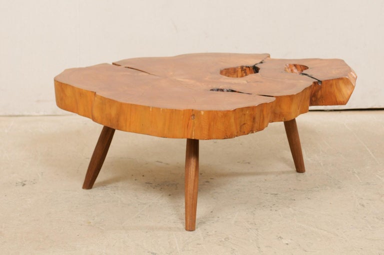 Spanish Chestnut Wood Thickly Cut Slap Top Coffee Table with Nice ...