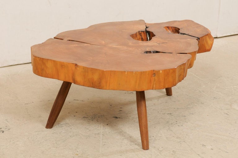 Spanish Chestnut Wood Thickly Cut Slap Top Coffee Table with Nice ...