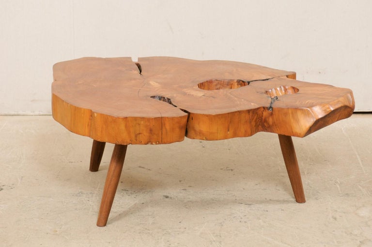 Spanish Chestnut Wood Thickly Cut Slap Top Coffee Table with Nice ...