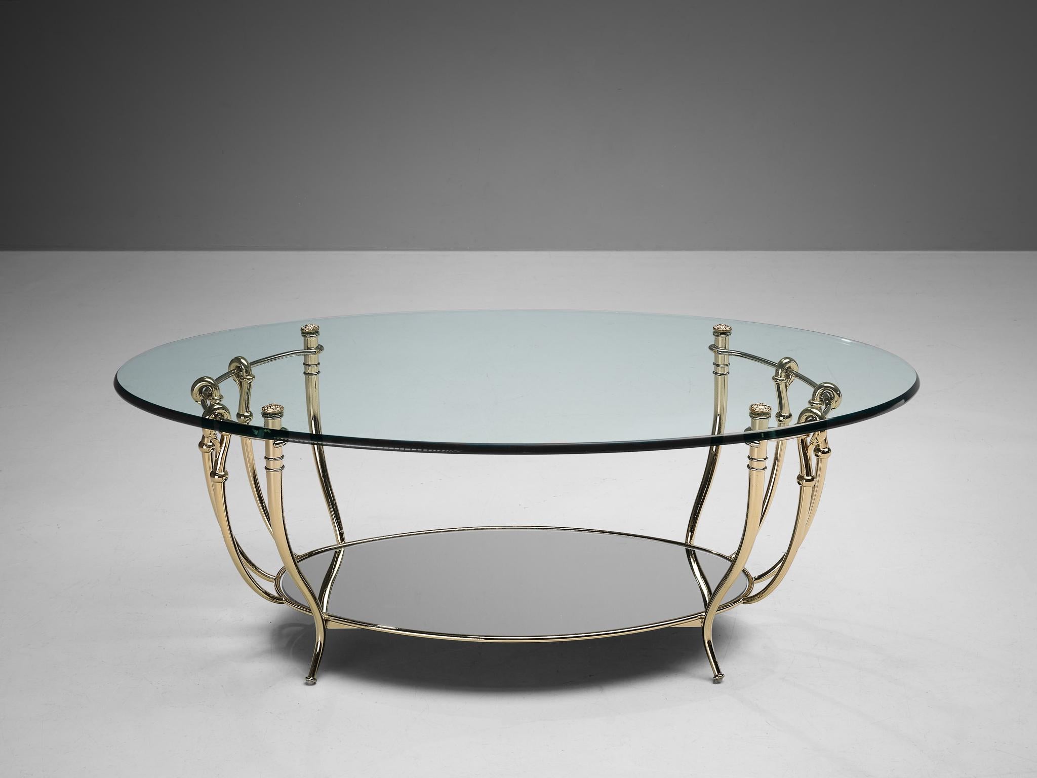 Spanish Coffee Table in Brass and Glass For Sale at 1stDibs