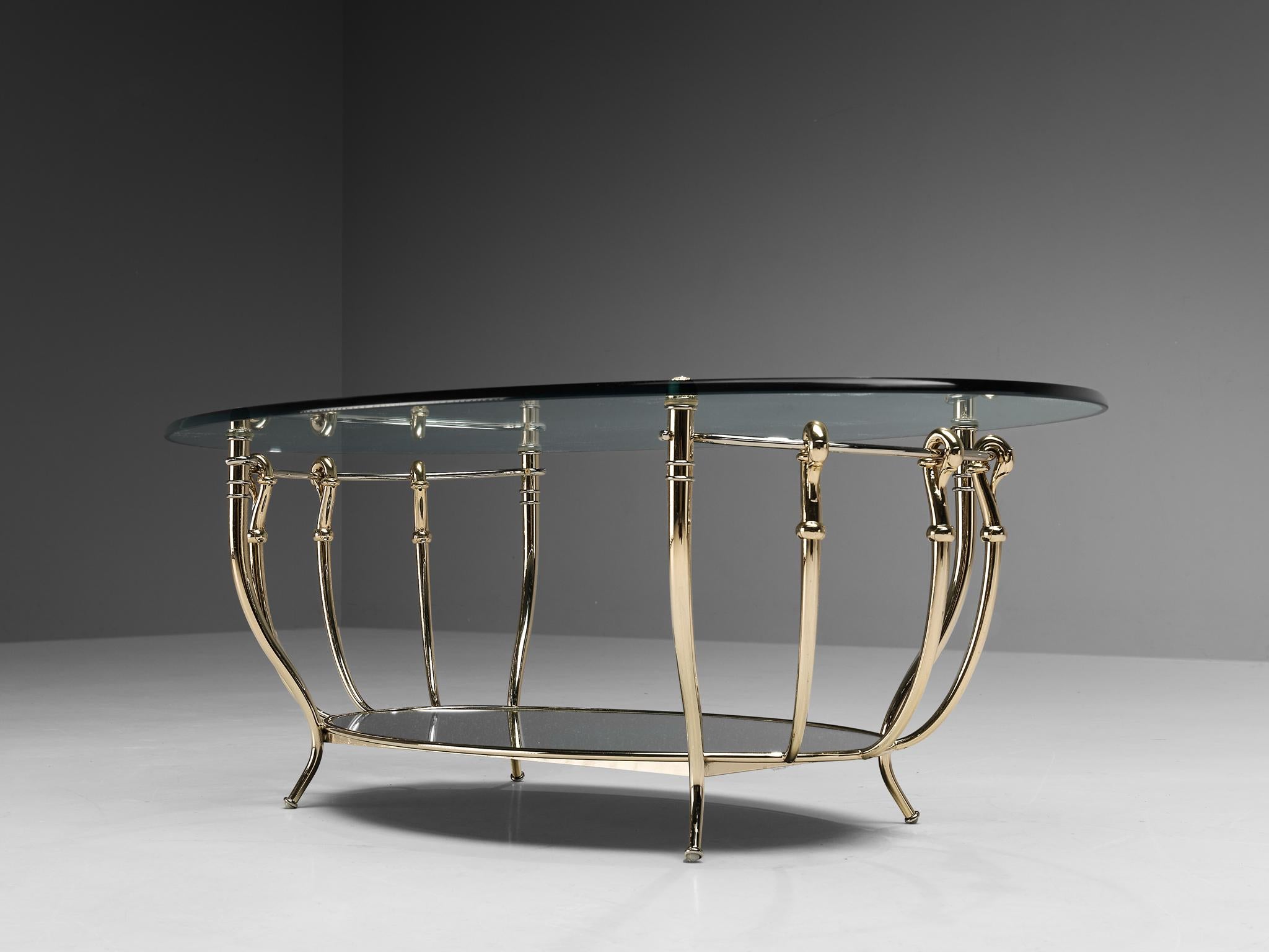 Spanish Coffee Table in Brass and Glass For Sale at 1stDibs