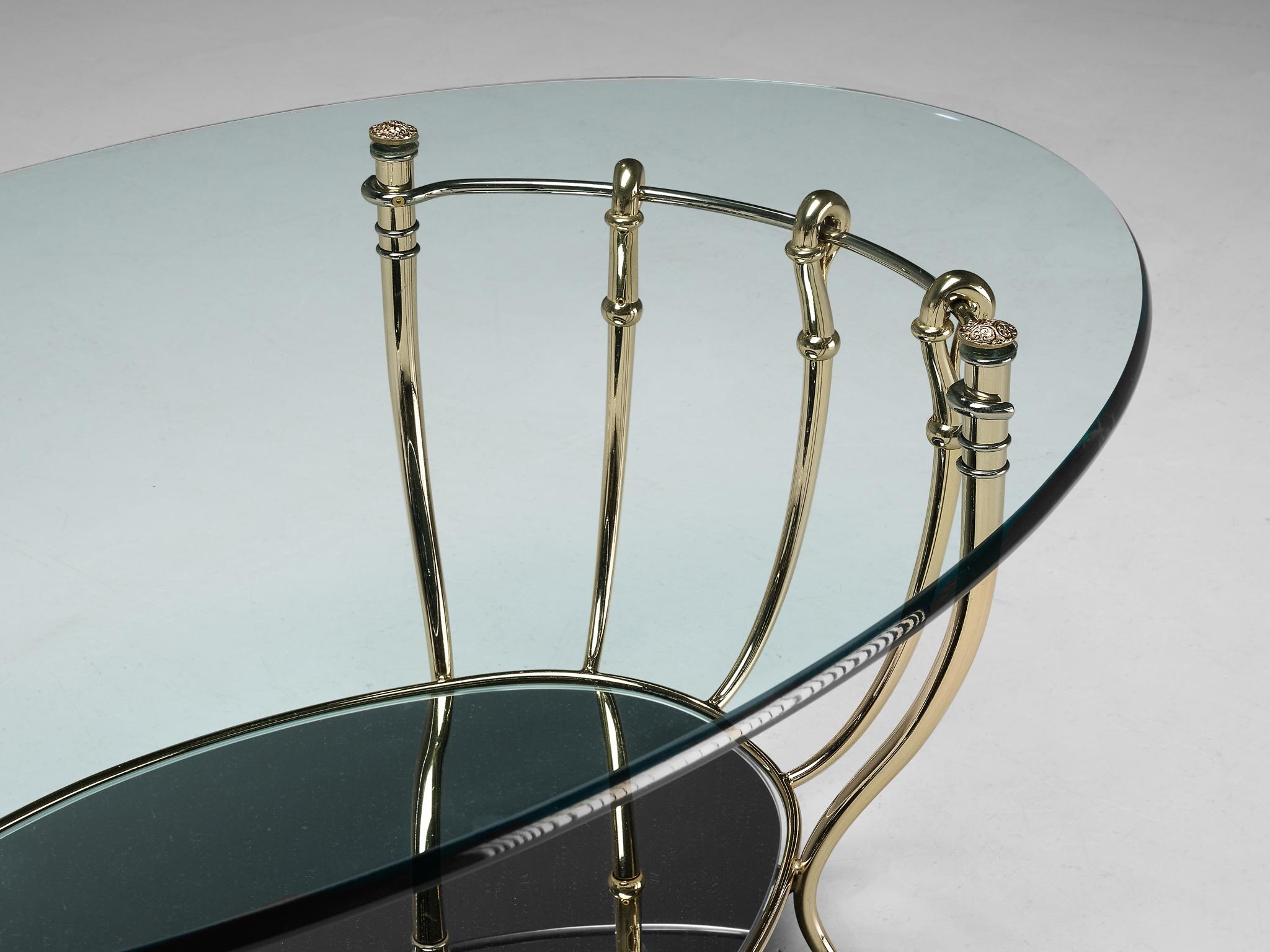 Spanish Coffee Table in Brass and Glass For Sale at 1stDibs