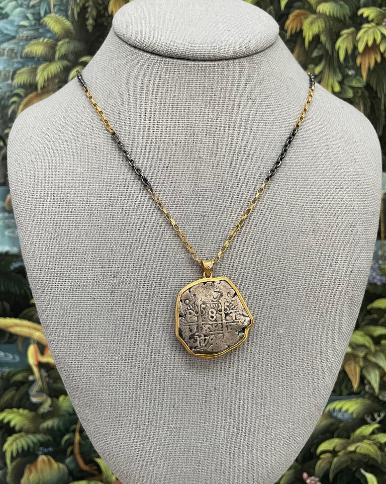 Spanish Colonial 1745 8 Reales Silver "Piece of Eight" Coin 18K Gold ...