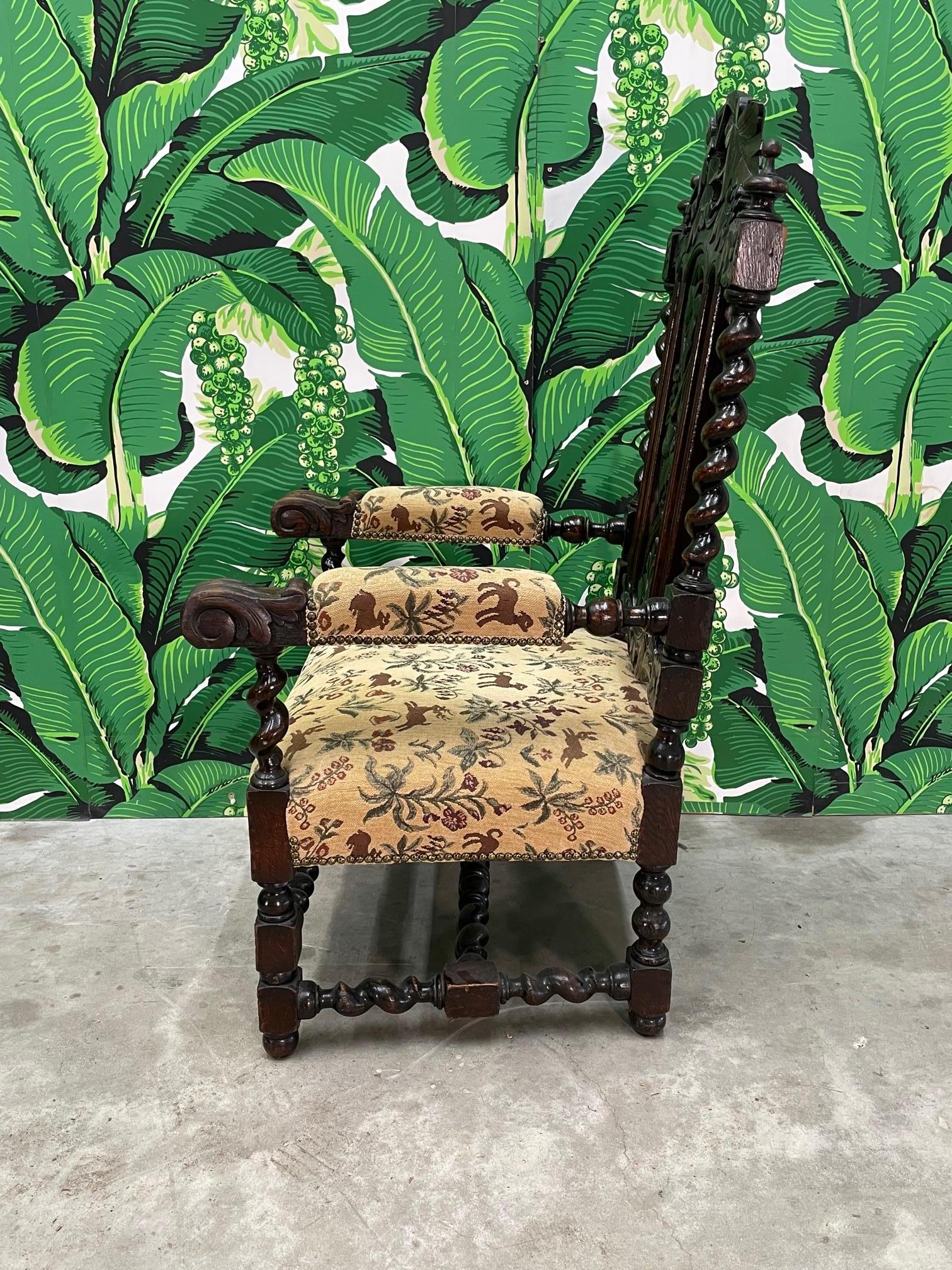 Spanish Colonial Carved Solomonic Dining Chairs For Sale at 1stDibs