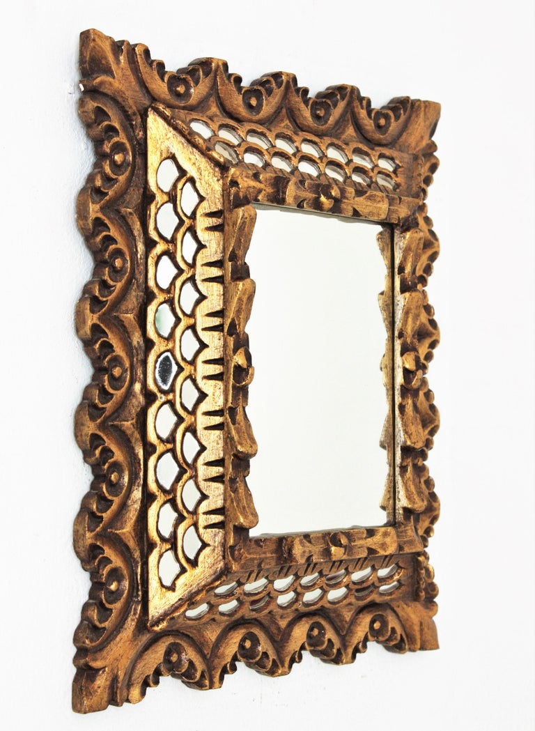Spanish Colonial Giltwood Rectangular Mirror For Sale at 1stDibs