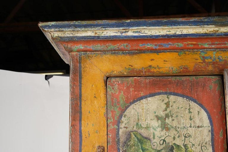 Spanish Colonial Hand Painted Still Life Cabinet For Sale at 1stDibs