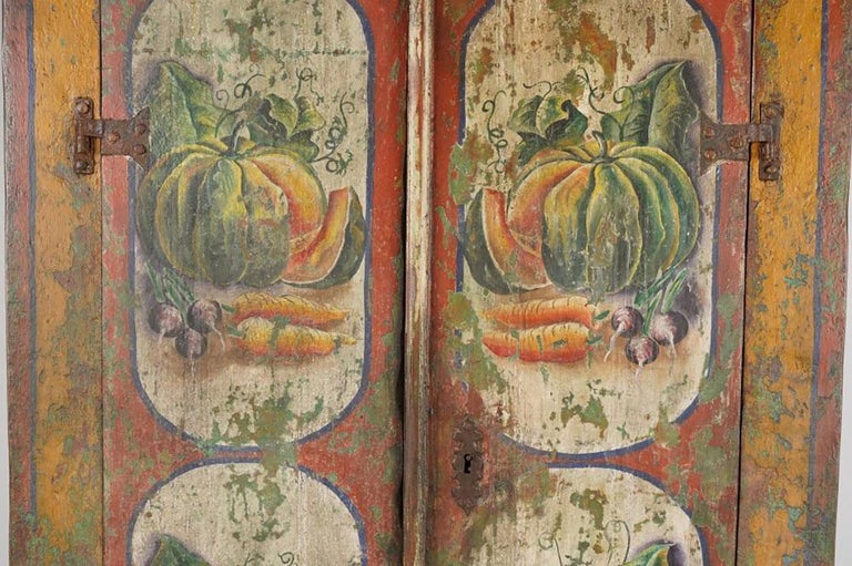 Spanish Colonial Hand Painted Still Life Cabinet For Sale at 1stDibs