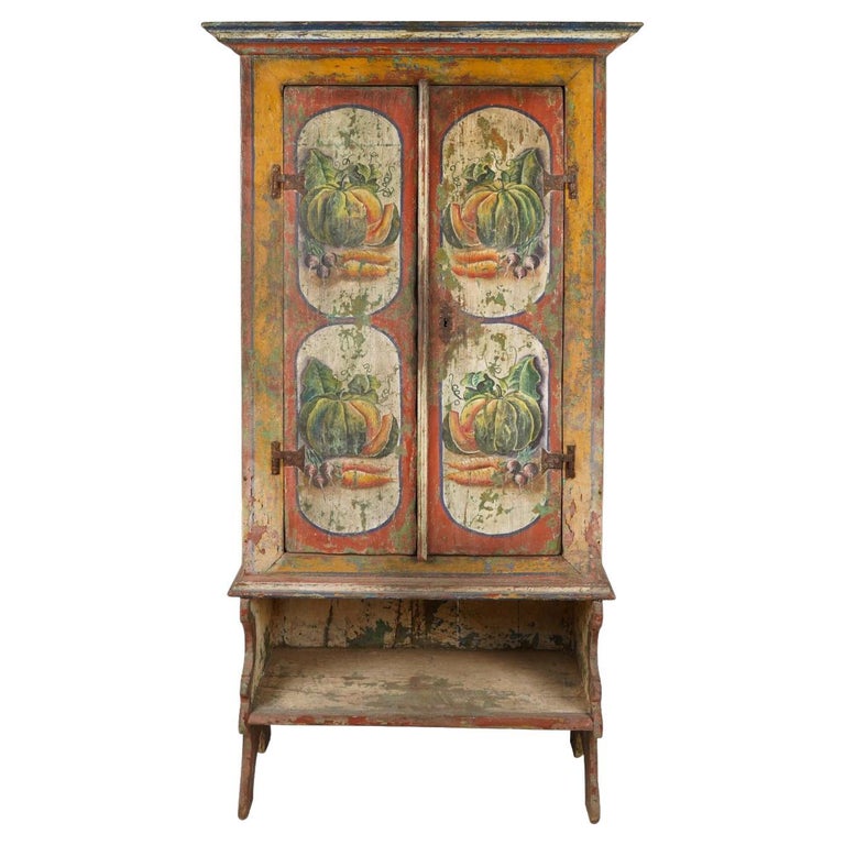 Spanish Colonial Hand Painted Still Life Cabinet For Sale at 1stDibs