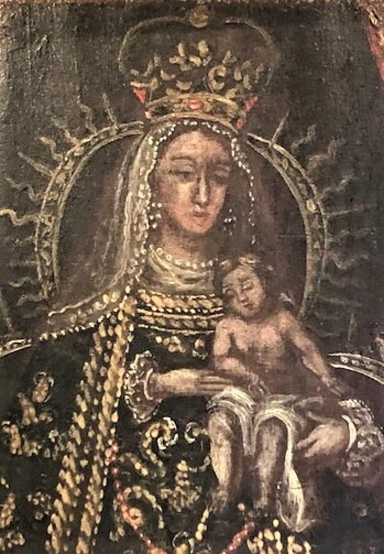 Spanish Colonial, Madonna and Child, Original Oil on Wood Painting ...