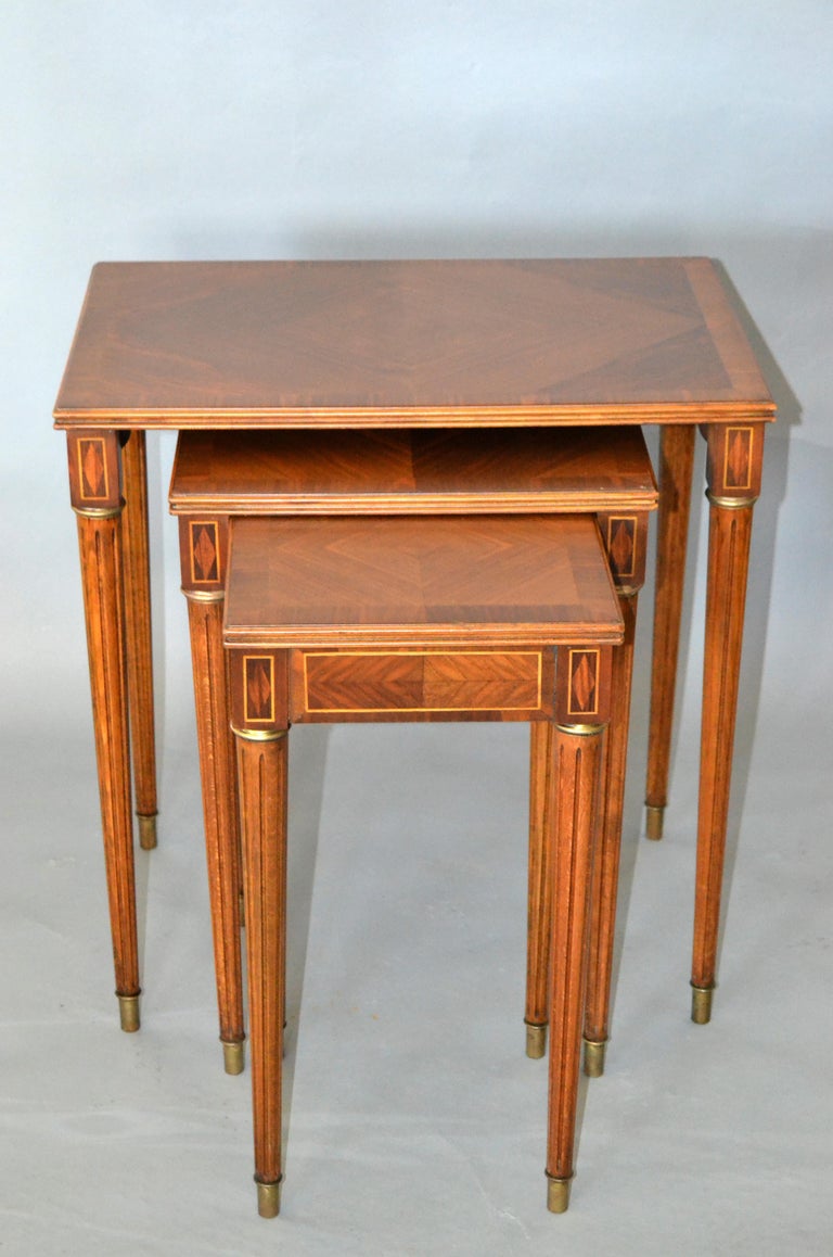 Spanish Colonial Mahogany Nesting Tables / Stacking Tables Brass Sabots ...