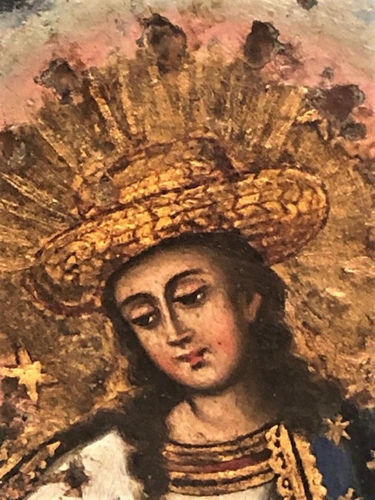 Spanish Colonial, Mother of God and Jesus w/ Lambs, O/W Painting, XVIII ...