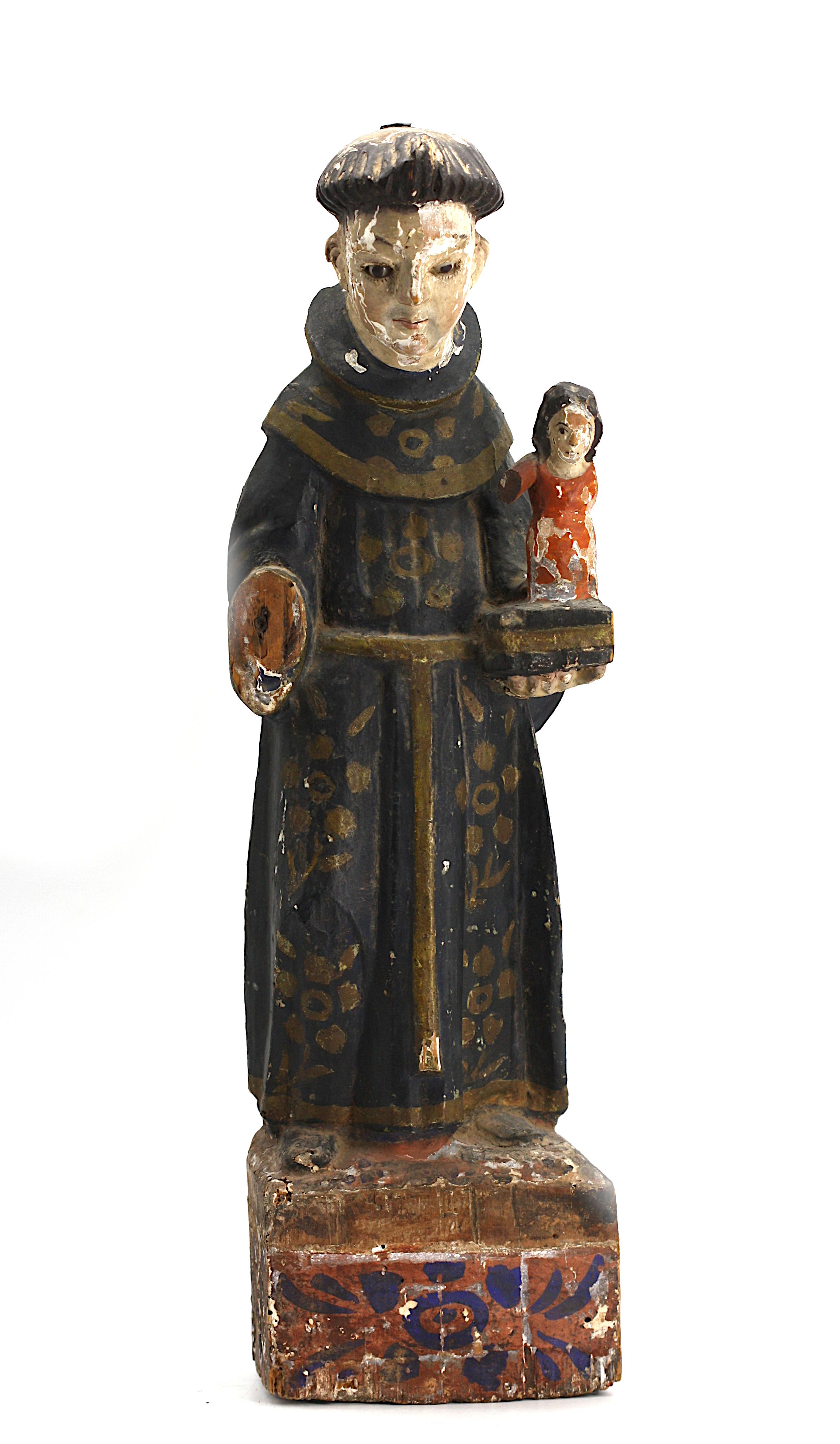 Spanish Colonial Painted Santos of St. Anthony For Sale at 1stDibs