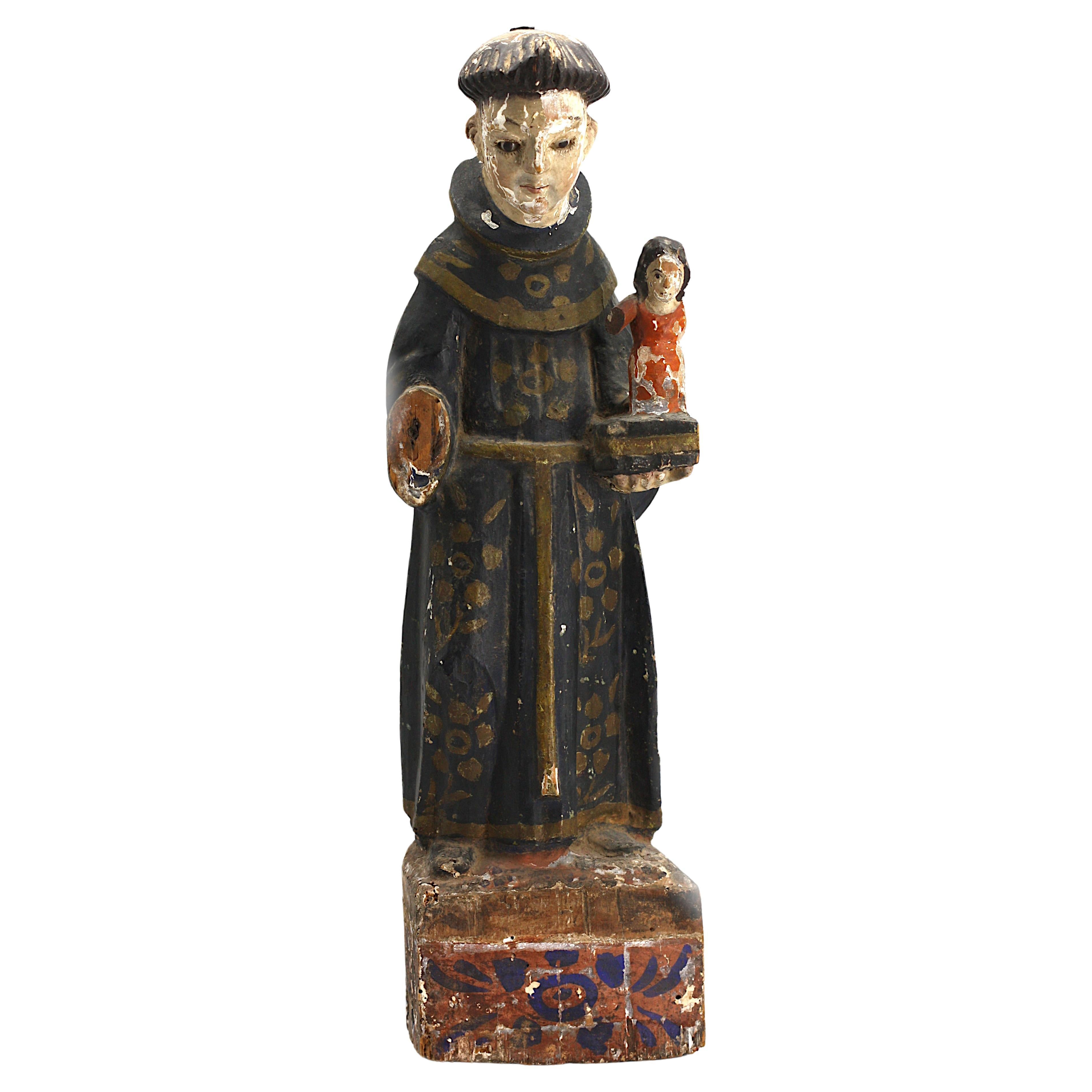 Spanish Colonial Painted Santos of St. Anthony For Sale at 1stDibs