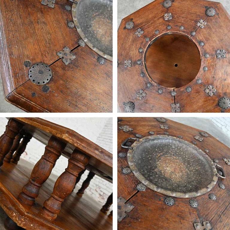 Spanish Colonial Revival Rustic Octagon Brazier Coffee Table Style ...