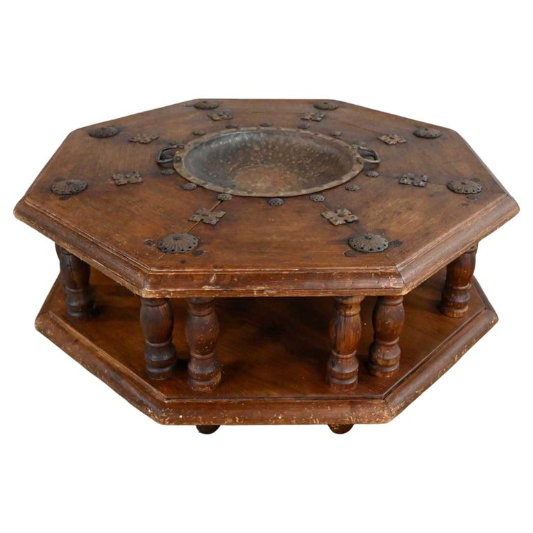 Spanish Colonial Revival Rustic Octagon Brazier Coffee Table Style ...