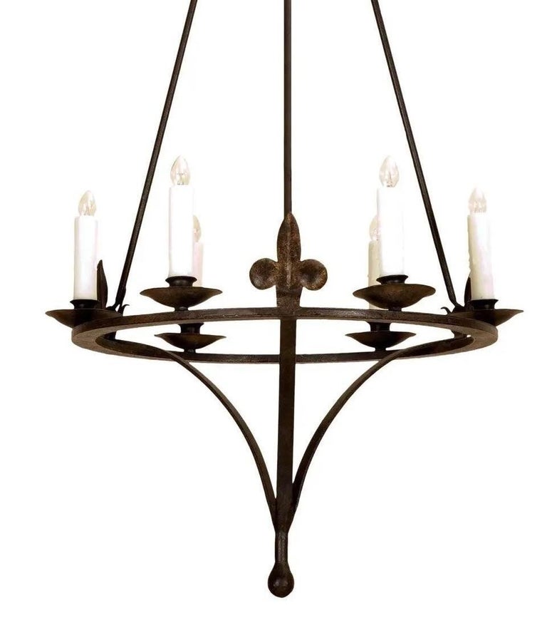 Spanish Colonial Wrought Iron Six-Light Chandelier by Randy Esada For ...
