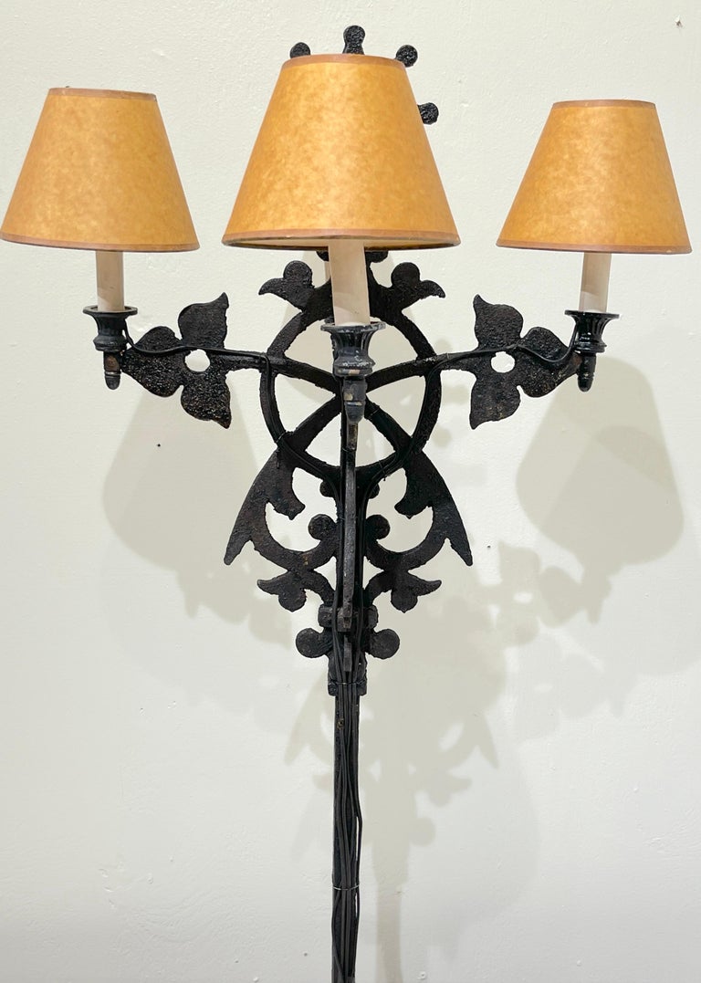 Spanish Colonial Wrought Iron Sunburst Motif Four-Light Candelabra ...