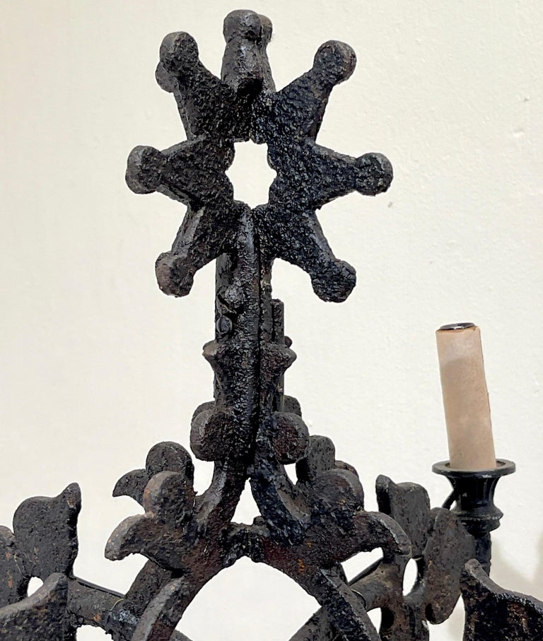 Spanish Colonial Wrought Iron Sunburst Motif Four-Light Candelabra ...