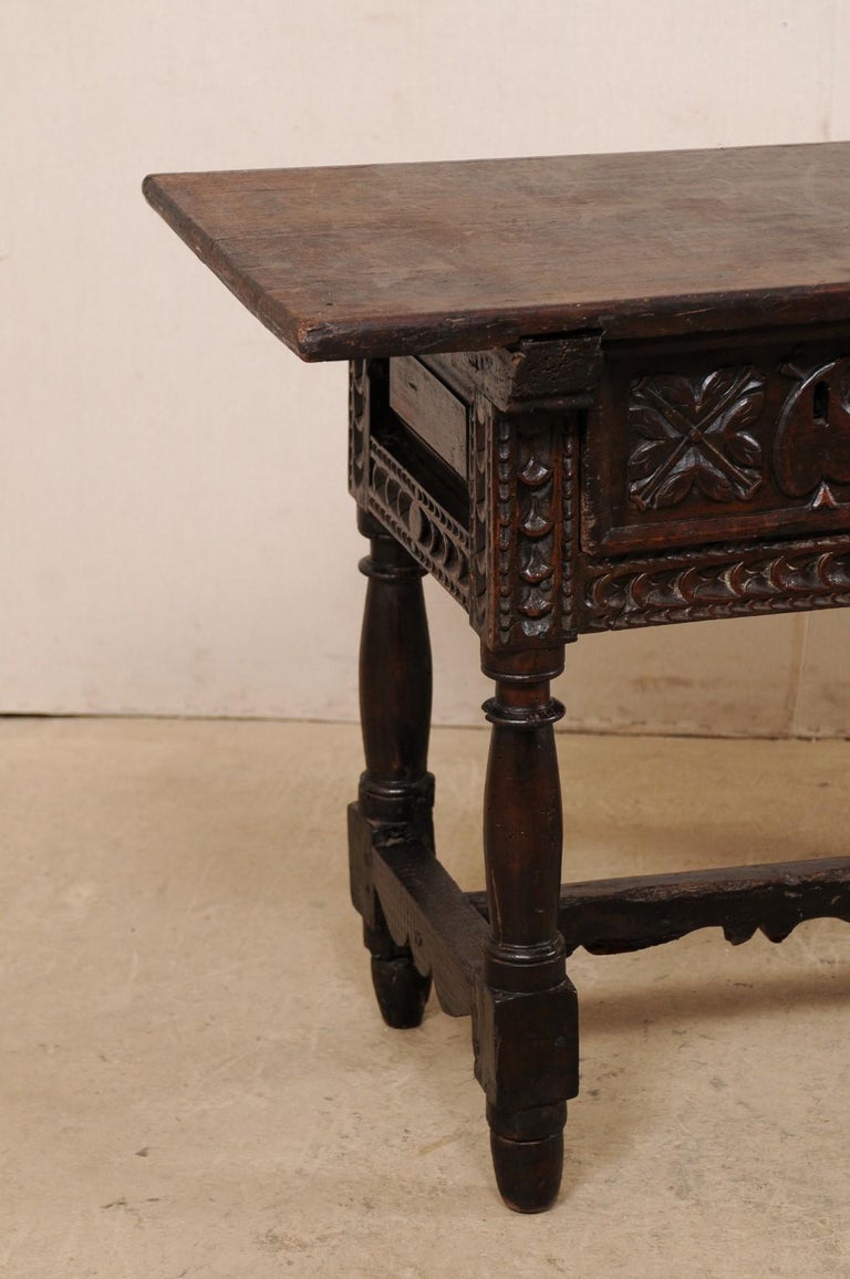 Spanish Console Table Carved with Heart and Floral Accents, Early to ...