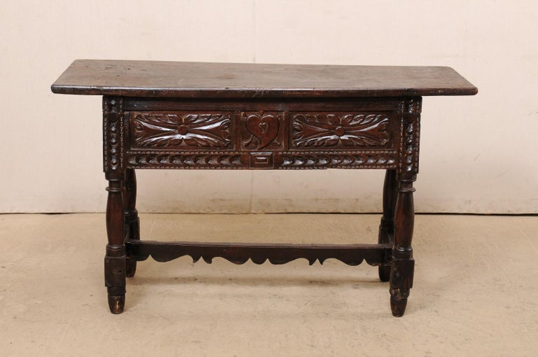 Spanish Console Table Carved with Heart and Floral Accents, Early to ...