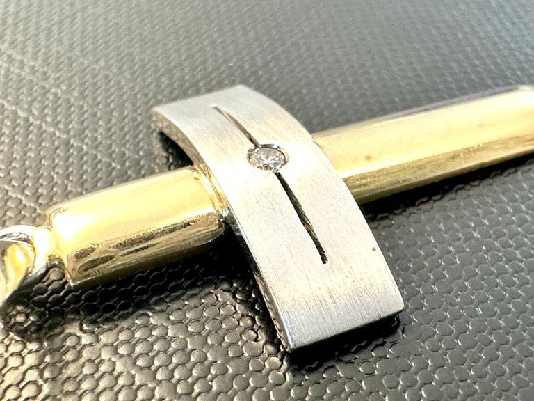 Spanish Contemporary Cross in Yellow Gold and White Gold with Diamond ...