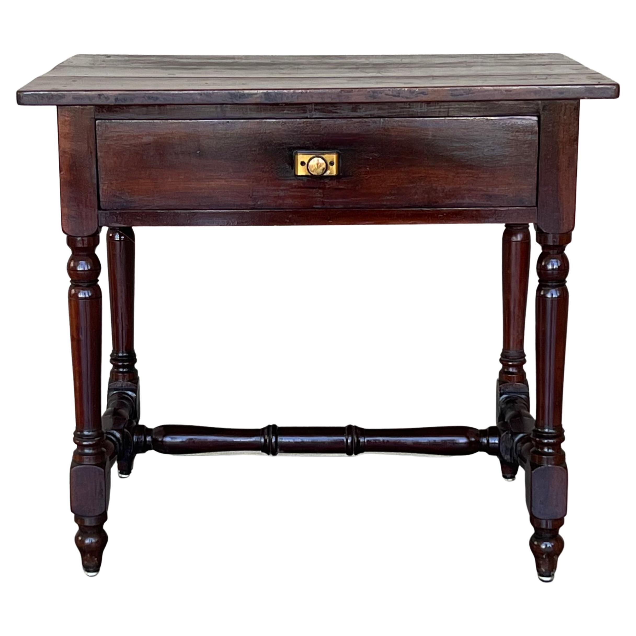 Small Victorian Scraped Bleached Pine Side Table with Drawer | Desk ...