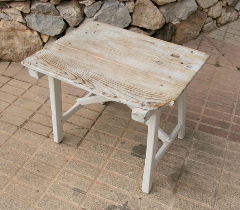 Spanish Country Side Table Made of White Painted Wood For Sale at 1stDibs