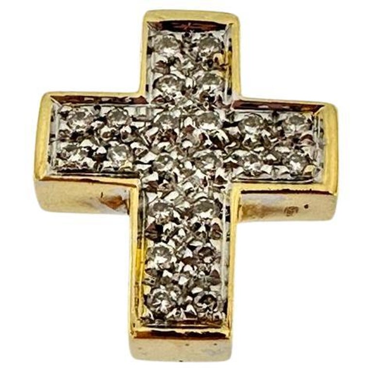 Spanish Diamond Cross 18kt Yellow Gold For Sale at 1stDibs