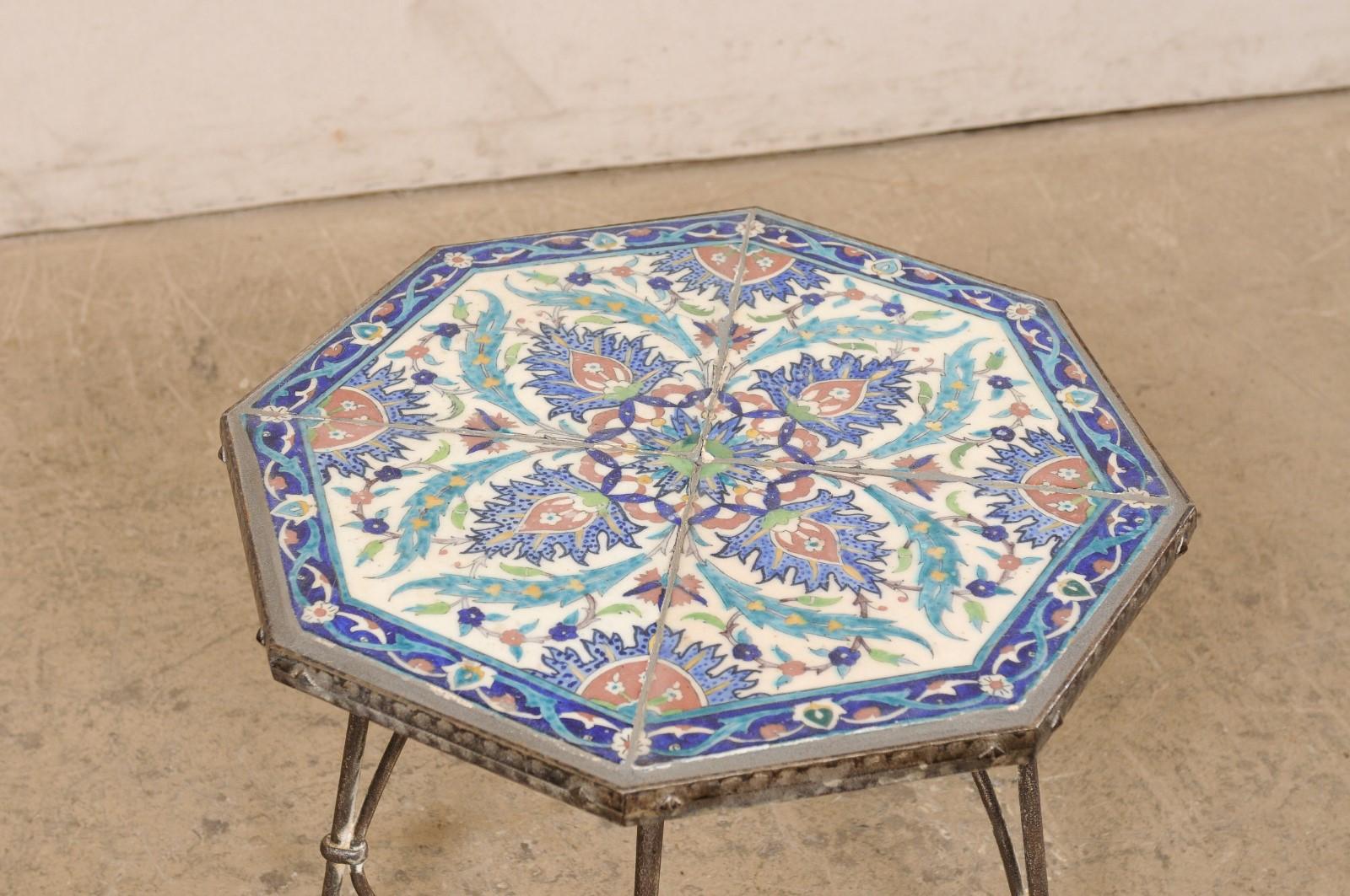 Spanish Early 20th C. Tile Top Table on Iron Base, Octagonal Shape at ...