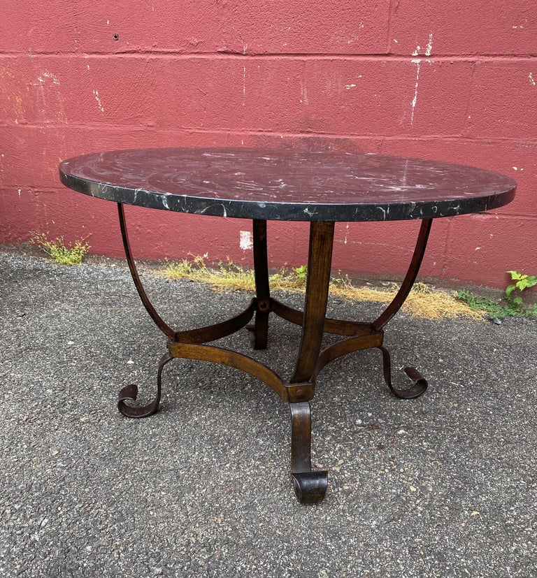 Spanish Gilt Iron Coffee Table with Marble Top For Sale at 1stDibs
