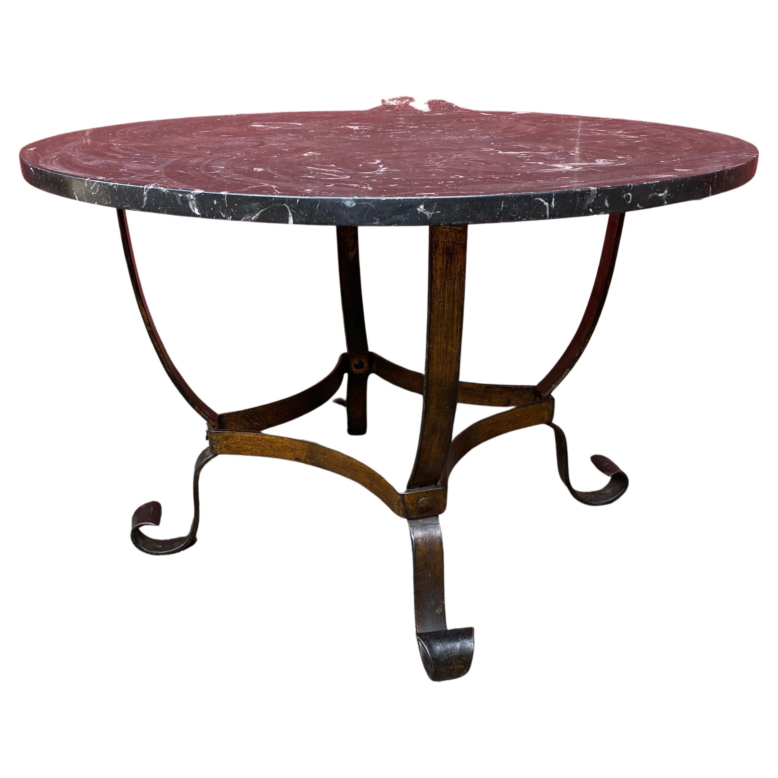 Spanish Iron Coffee Table with Marble Top For Sale at 1stDibs