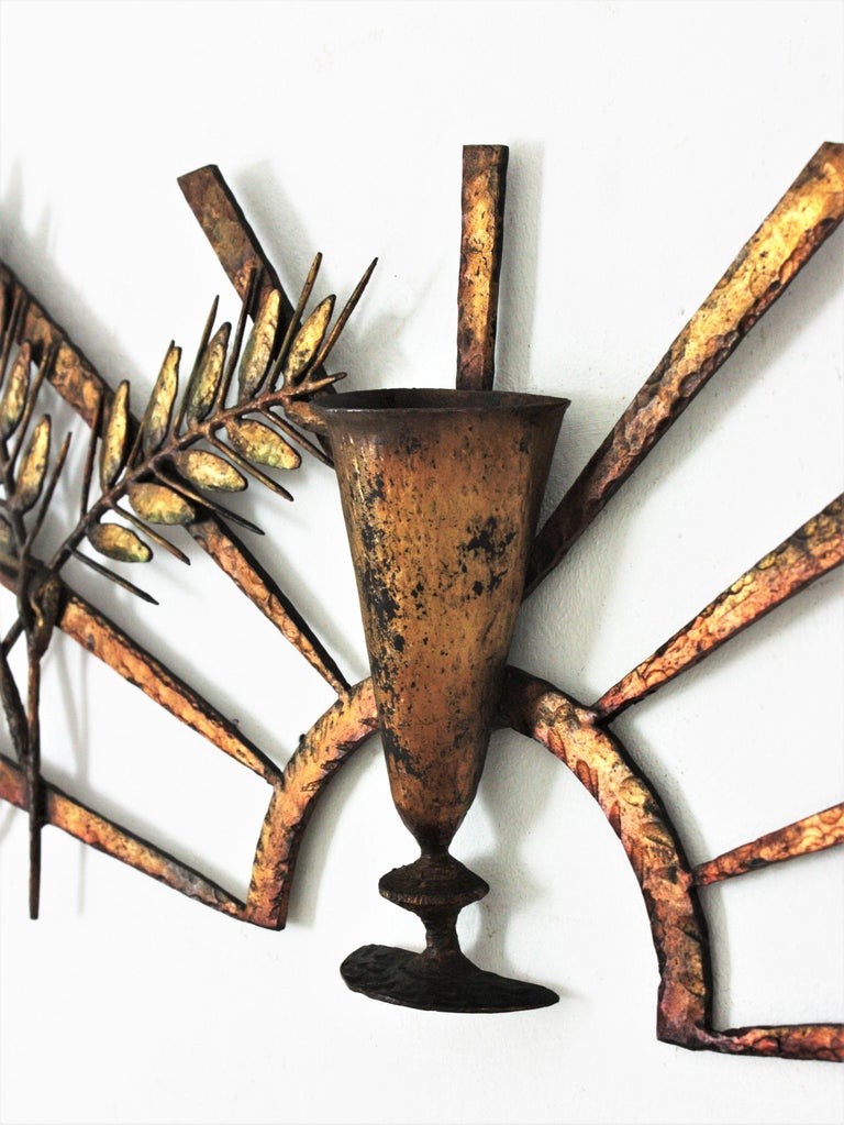 Spanish Gilt Iron Wheat, Chalice and Grapes Holy Communion Wall ...