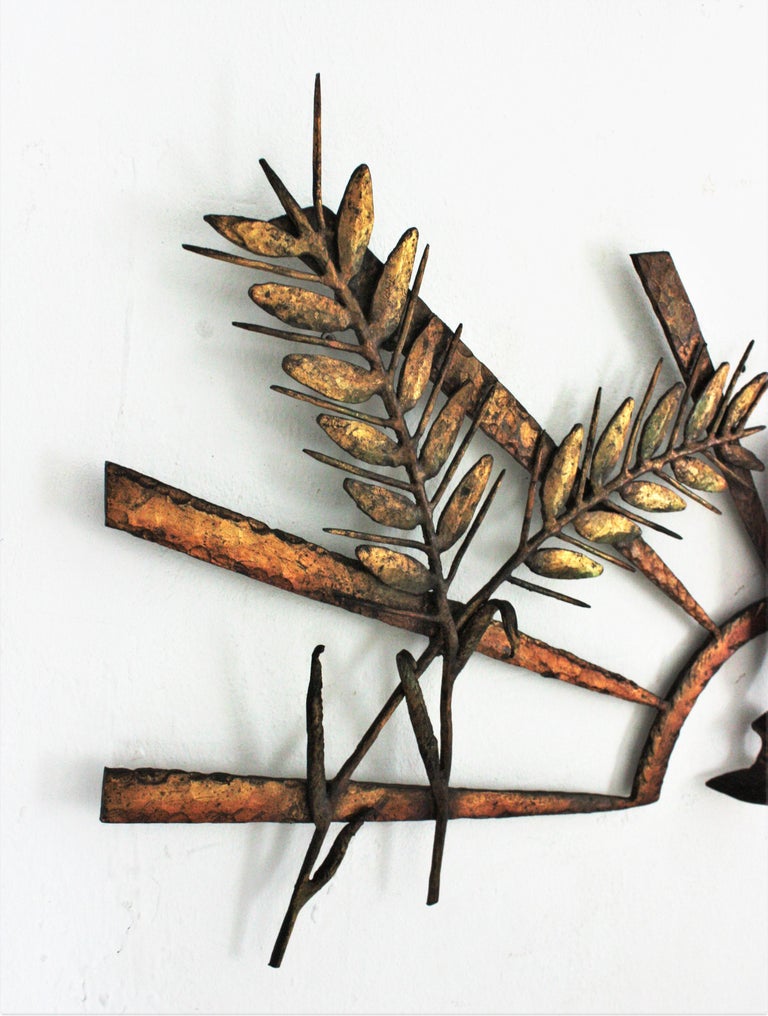 Spanish Gilt Iron Wheat, Chalice and Grapes Holy Communion Wall ...