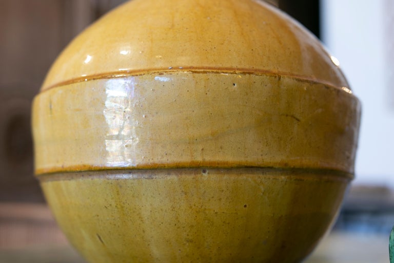 Spanish Glazed Ceramics Finials in Yellow with a Green Base For Sale at ...