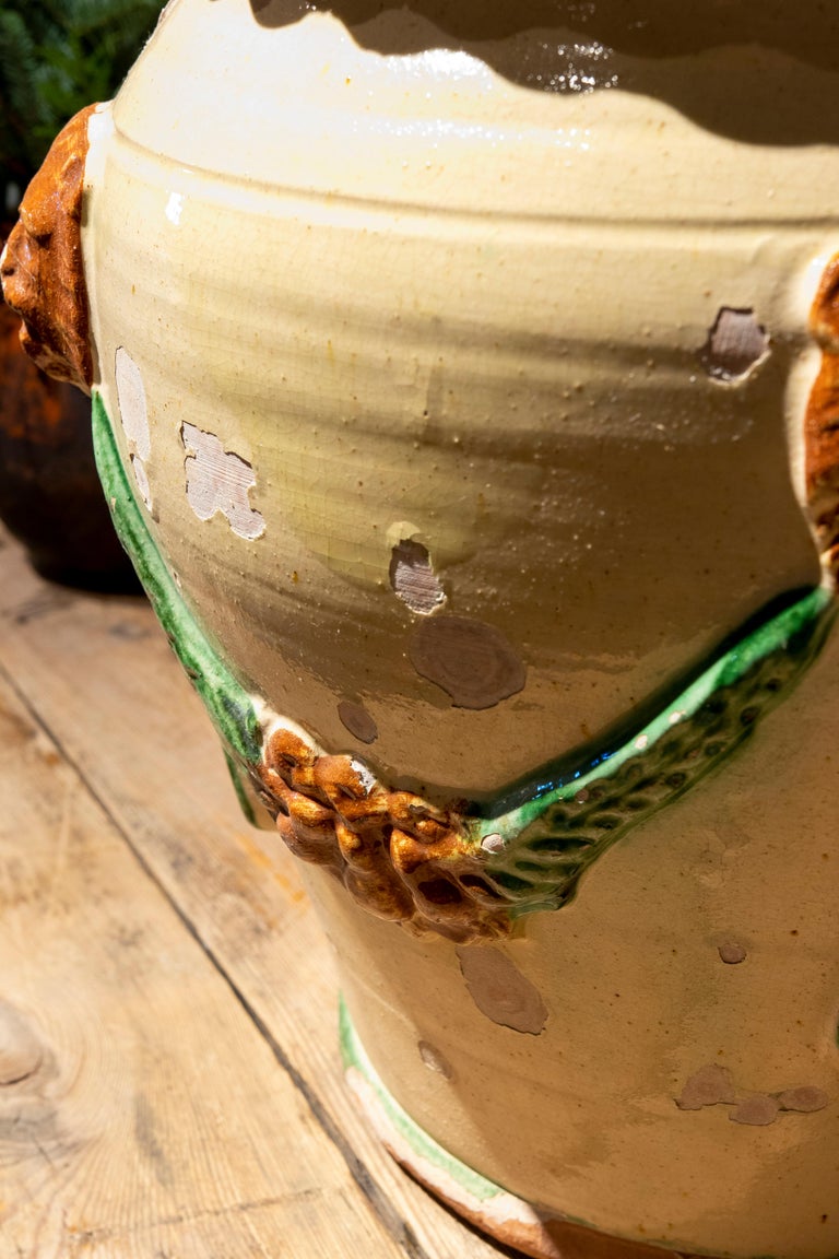 Spanish Glazed Planter with Lions and Garlands Decoration For Sale at ...