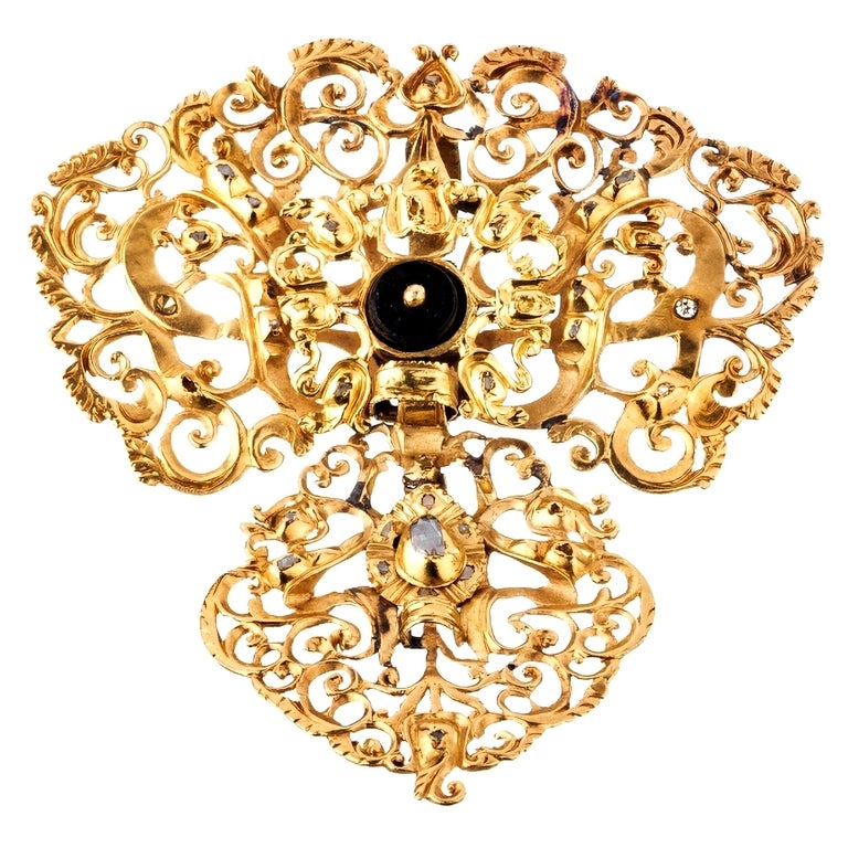 Spanish Gold and Diamonds Lace Pendant from the 18th Century For Sale ...