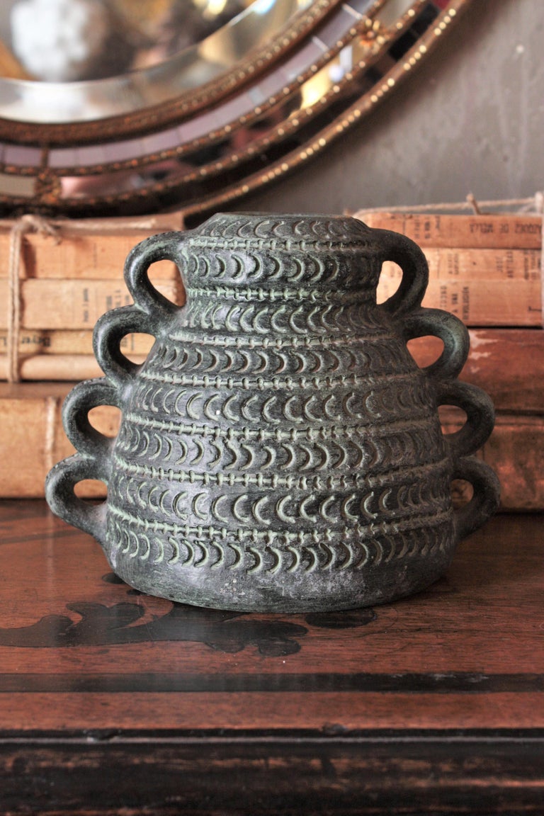 Spanish Green Terracotta Urn Vase or Vessel For Sale at 1stDibs