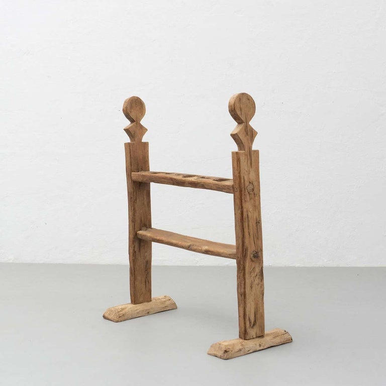 Spanish 'Hachero' Traditional Natural Oak Wood Candleholder, circa 1890 ...