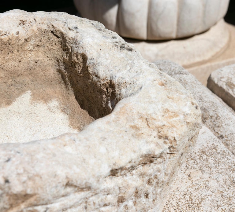 Spanish Hand Carved Stone Pile For Sale at 1stDibs