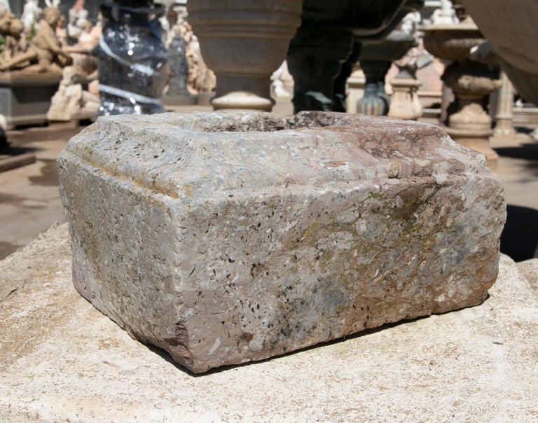 Spanish Hand Carved Stone Pile For Sale at 1stDibs
