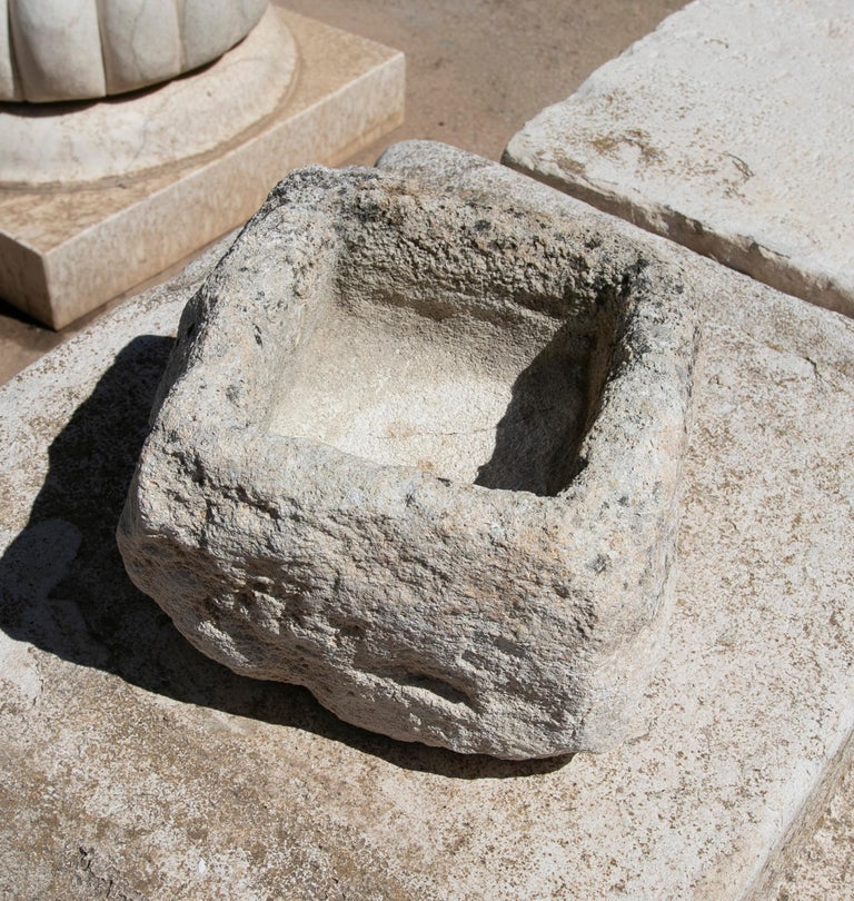 Spanish Hand Carved Stone Pile For Sale at 1stDibs