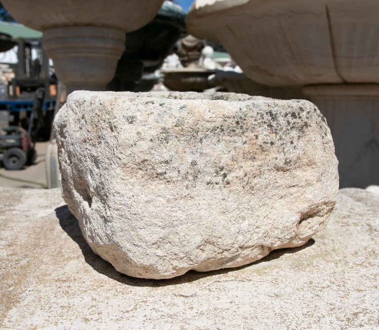 Spanish Hand Carved Stone Pile For Sale at 1stDibs