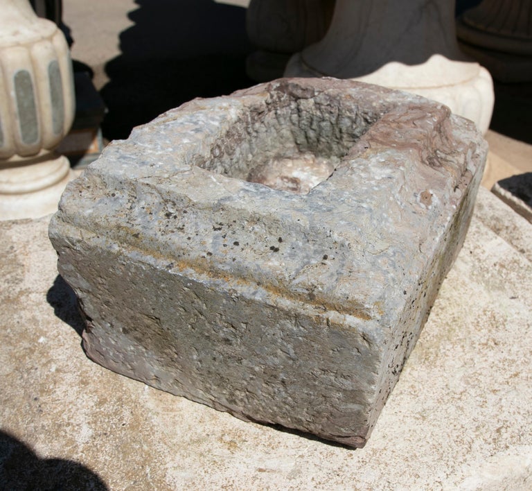 Spanish Hand Carved Stone Pile For Sale at 1stDibs