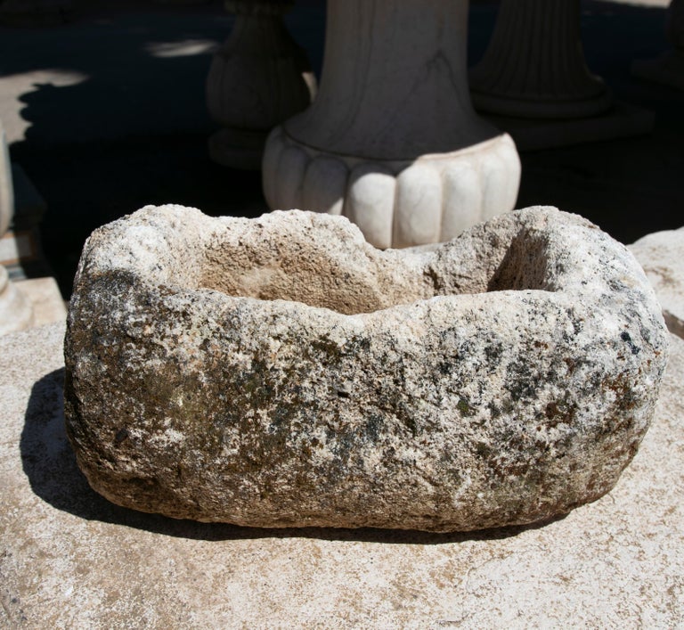 Spanish Hand Carved Stone Pile For Sale at 1stDibs