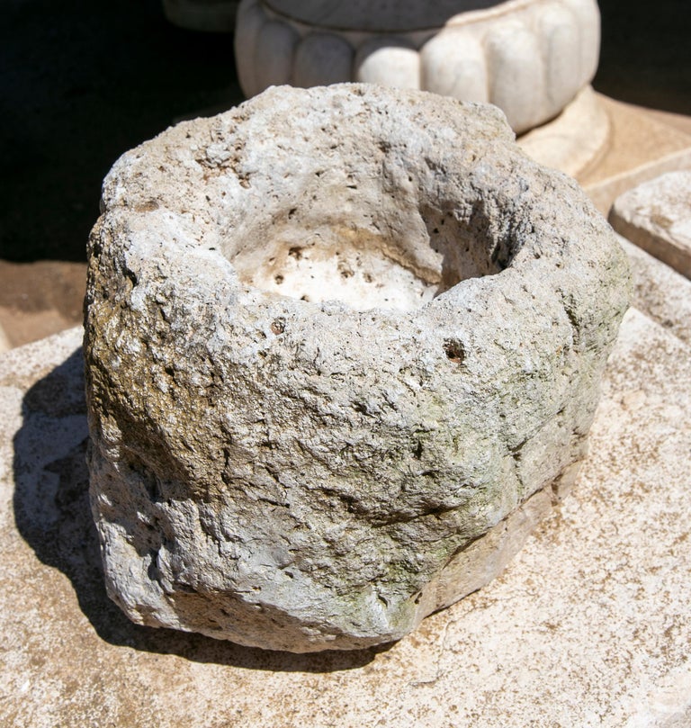 Spanish Hand Carved Stone Pile For Sale at 1stDibs