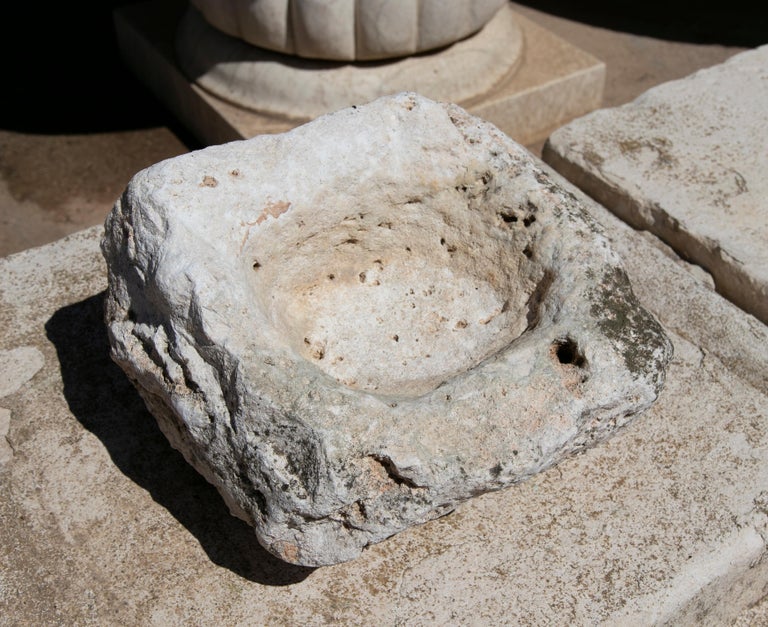 Spanish Hand Carved Stone Pile For Sale at 1stDibs